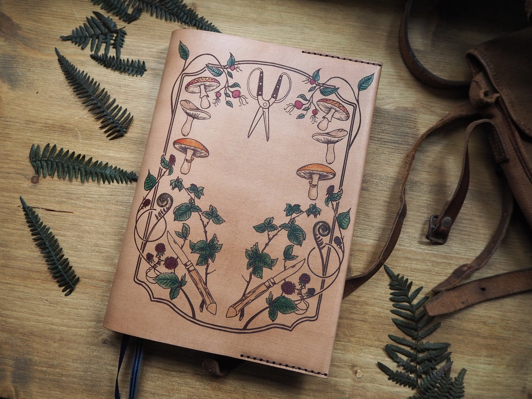 Cottagecore Journal Cover | Leather Notebook Cover | Hand Painted ...