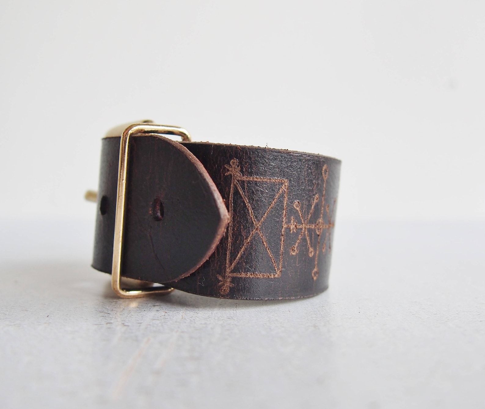 Rune Leather Cuff Icelandic Stave Magical Runes Cuff Leather | Etsy