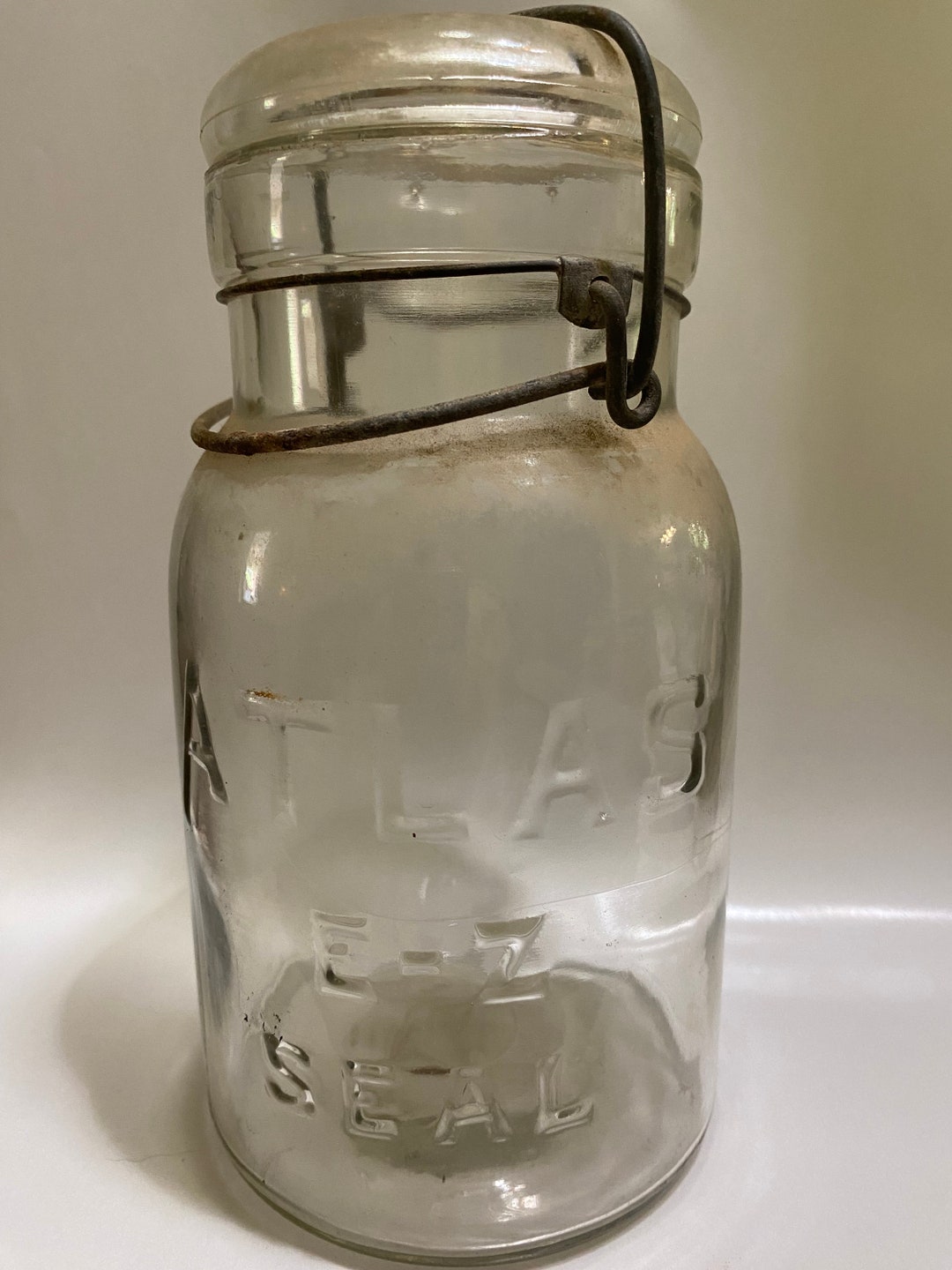 Vintage Atlas E-Z Seal 1 Quart Clear Jar, Atlas Jar, Vintage Mason Jar ...