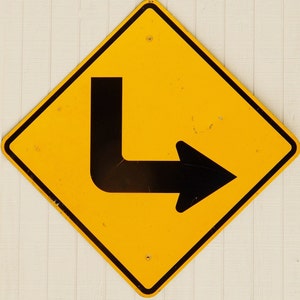 Vintage Left Turn Sign, Authentic Vintage Metal Sign, Vintage Metal ...