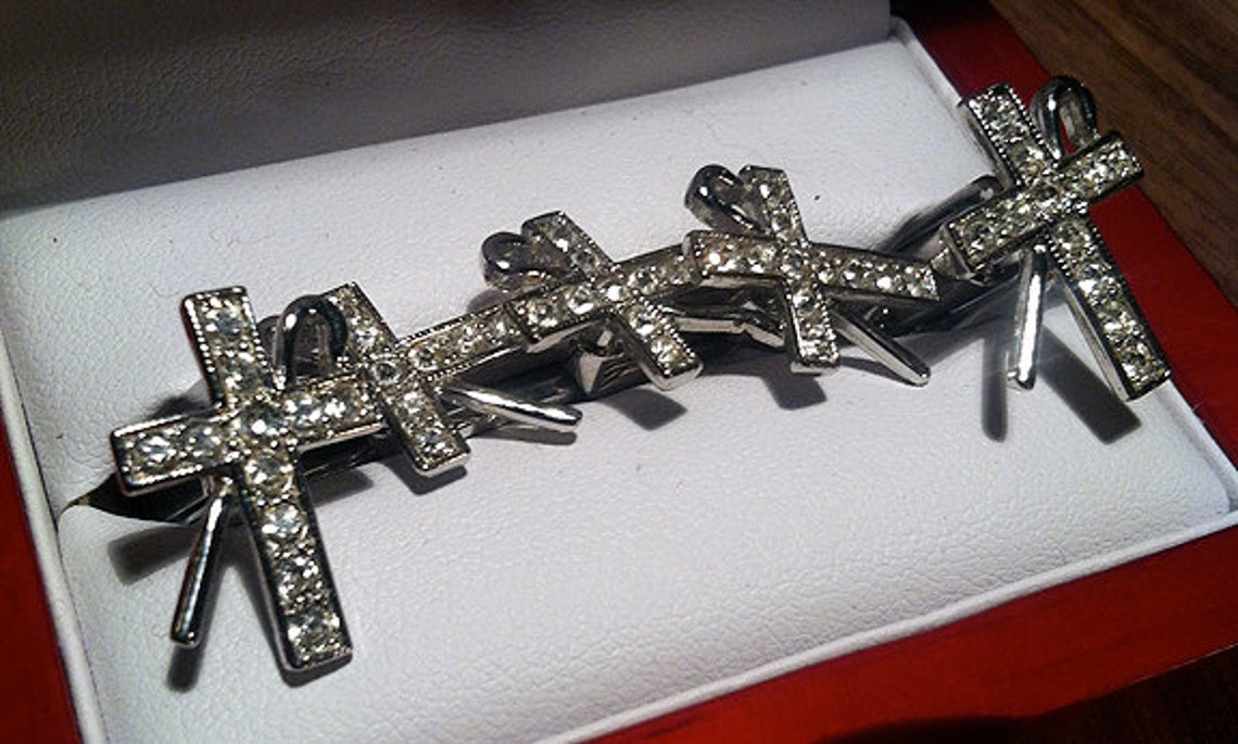 Rare Original Vintage Harvey Avedon Rhinestone Cross Cufflink and Stud ...