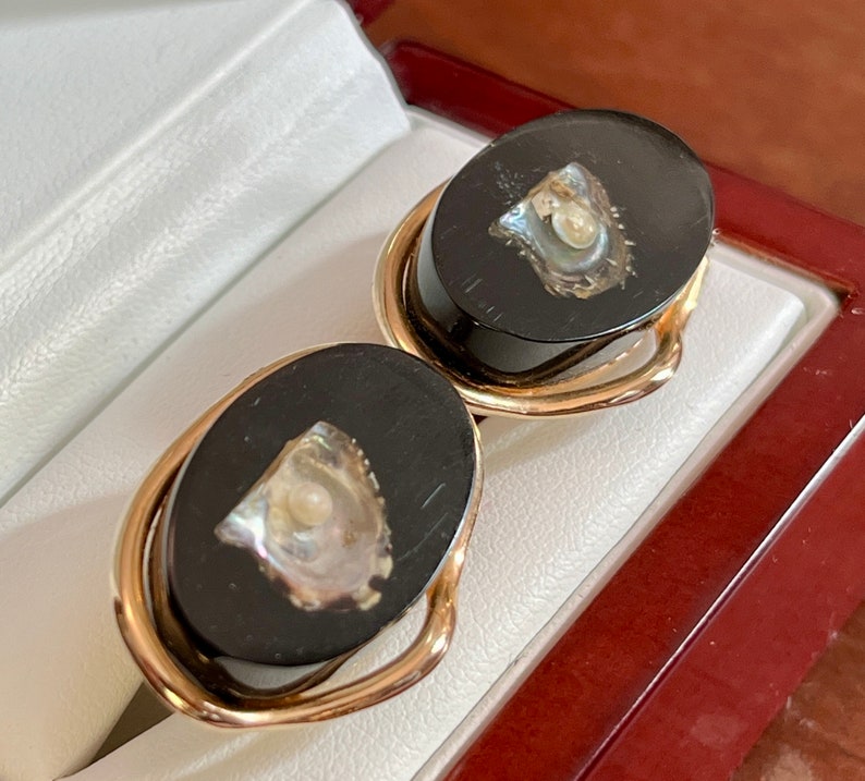 Rare Vintage 1961 Swank Arts of the World Oyster and Pearl Cufflinks - Etsy