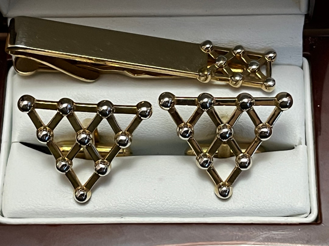 SWANK Matchstick Pyramid "riviera" Goldtone and Silver Cufflink Set - Etsy