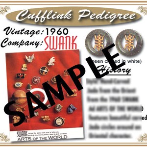Rare Vintage 1960 Swank Arts of the World Onyx Symbol Cufflinks - Etsy