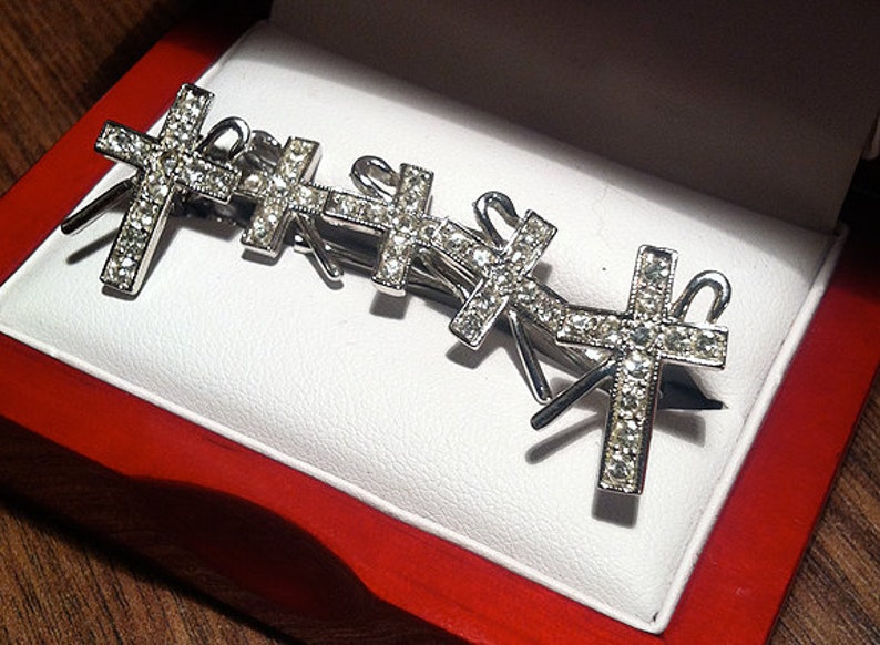 Rare Original Vintage Harvey Avedon Rhinestone Cross Cufflink and Stud ...