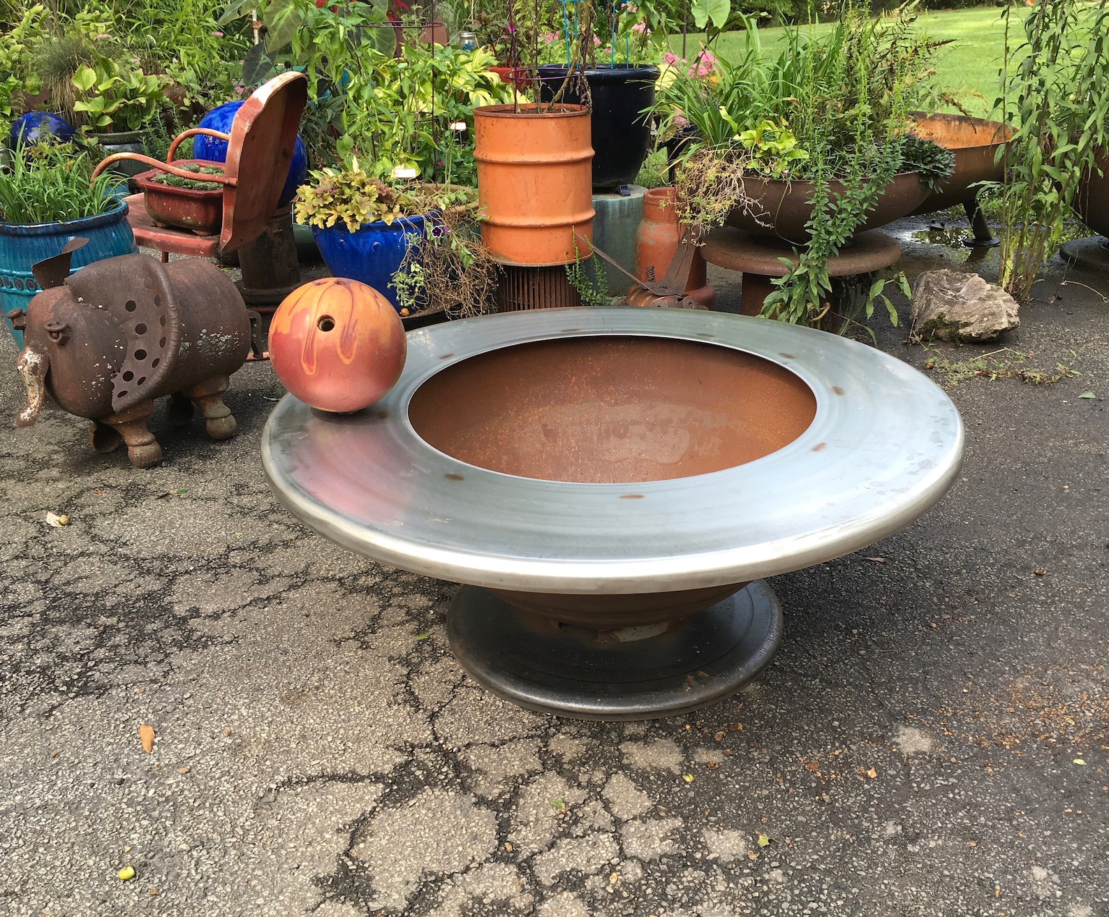 New ! 46 Inch Stainless Steel Table Top Fire Pit With 30" Diameter Bowl ...