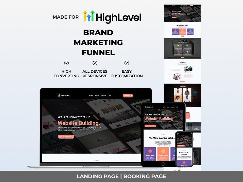 Go High Level Digital Marketing Funnel Template | Landing Page, Booking ...