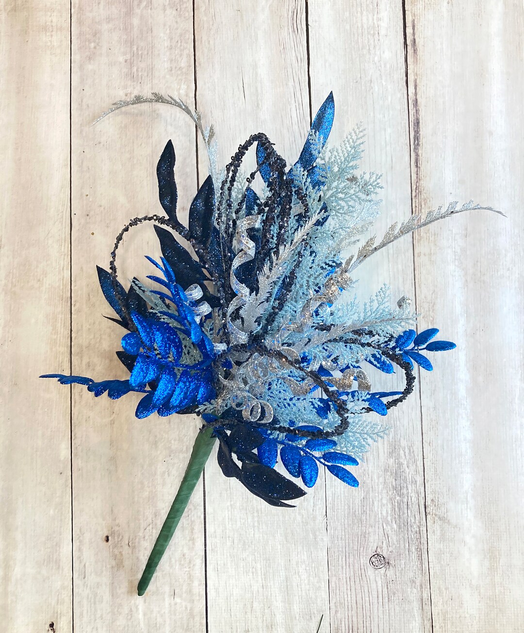 Large Navy, Light Blue, Cobalt Blue & Silver Christmas Tree Topper ...