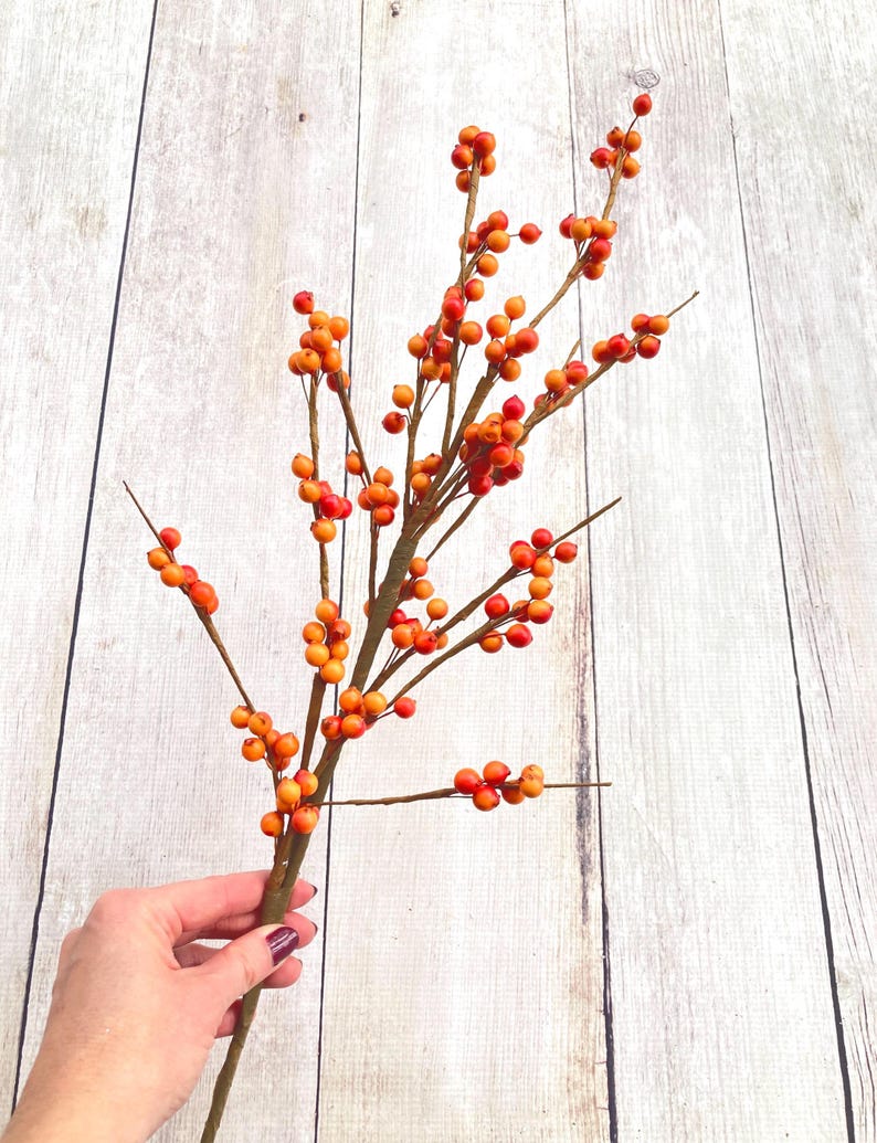 Orange Fall Berry Stem, Faux Berry Spray - Etsy