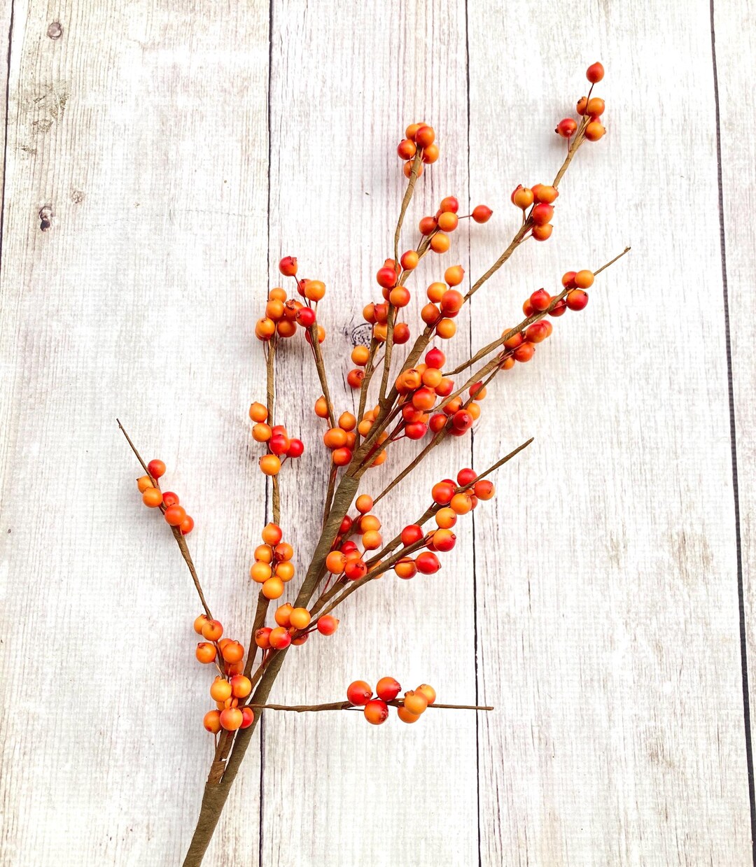 Orange Fall Berry Stem, Faux Berry Spray - Etsy
