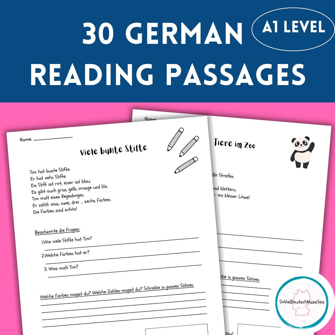 German Reading Passages for Classroom and Home Learning! Deutsche ...