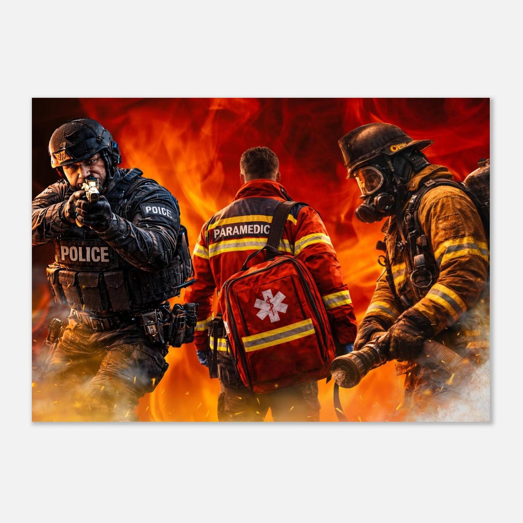 Firefighter Paramedic Police Wall Art – First Responder Poster ...