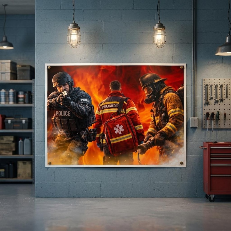 Firefighter Paramedic Police Wall Art – First Responder Poster ...