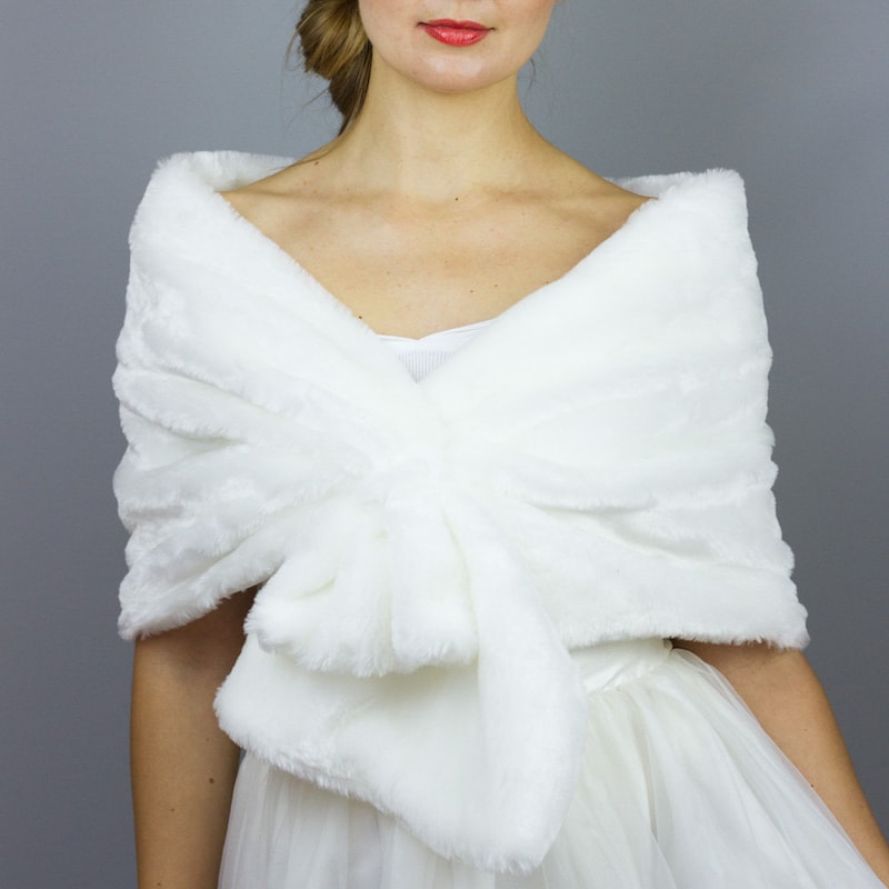 White Fur Shawl - Etsy