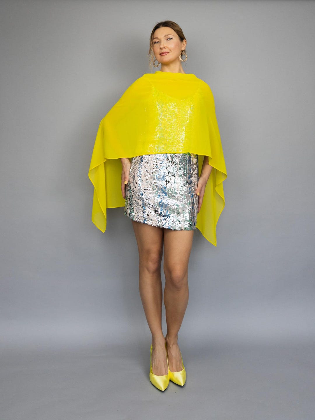 Yellow Capelet Yellow Sheer Wrap Yellow Greek Style Wrap Sheer Greek ...