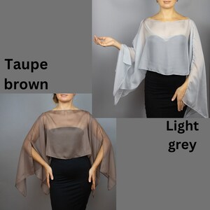 Royal Blue Chiffon Capelet Wrap Shrug Wedding Dress, Luxury Black ...