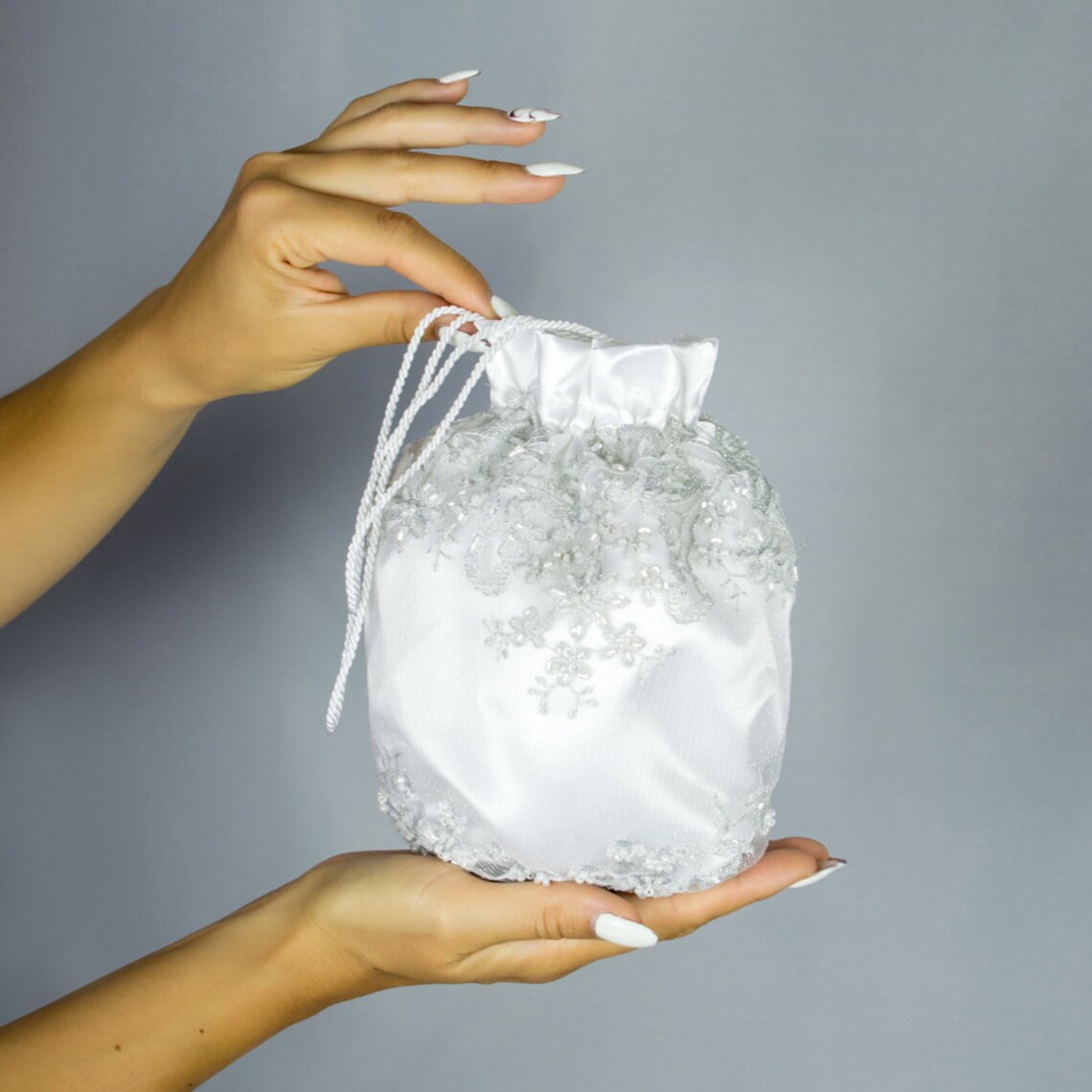 Luxury White Satin Bag Purse for Your Wedding Comunion Bridal Bag ...