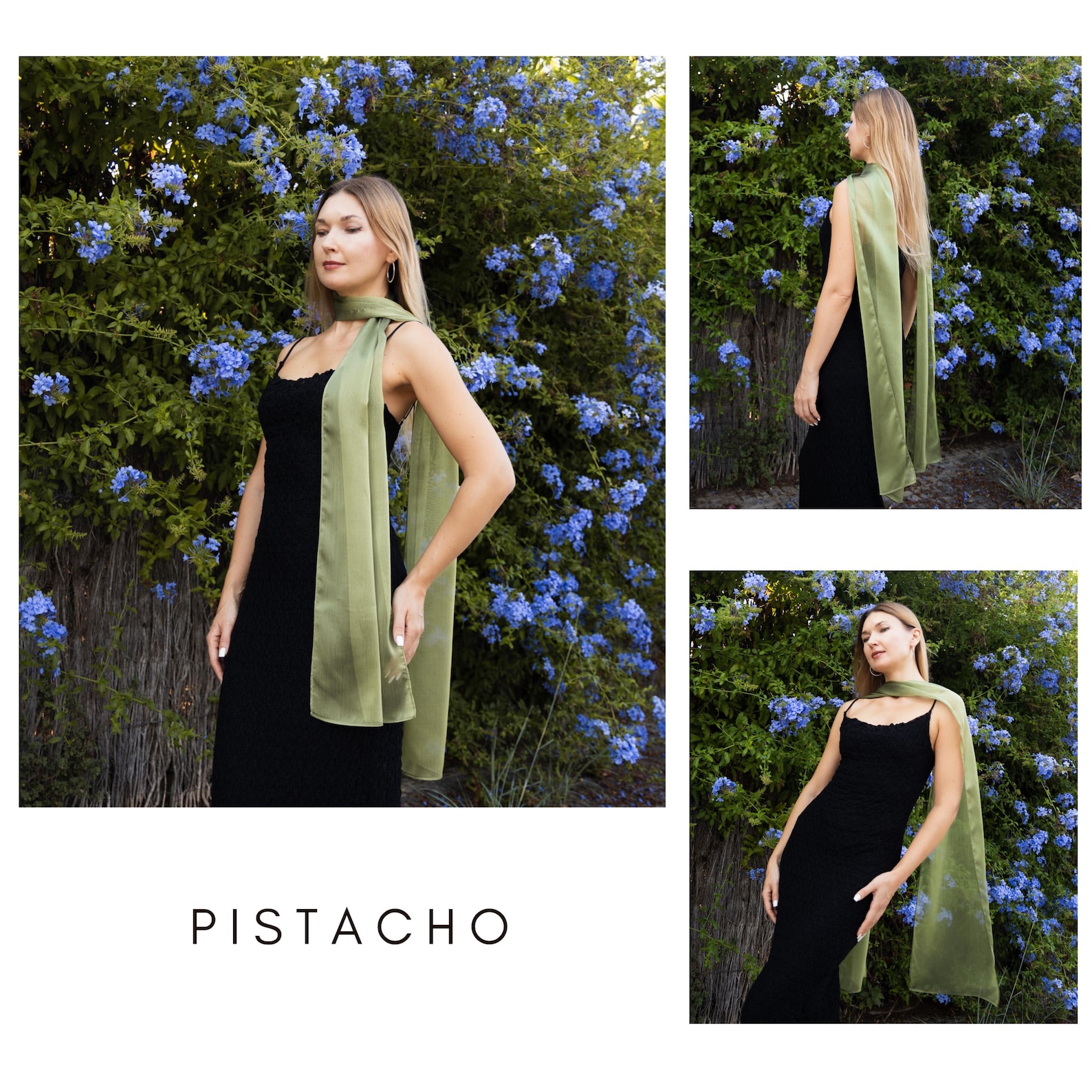 Pistacho Scarf Long Chiffon Scarf Neck Scarf Flowy Sheer Scarf Light ...