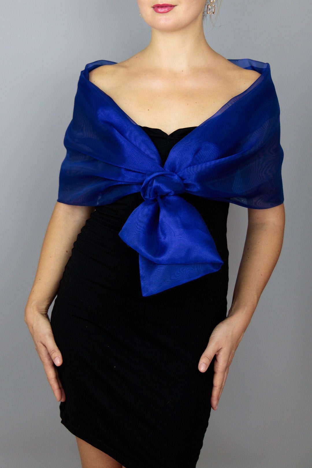 Royal Blue Organza Wrap Blue Pull Through Wrap Royal Blue Shawl ...