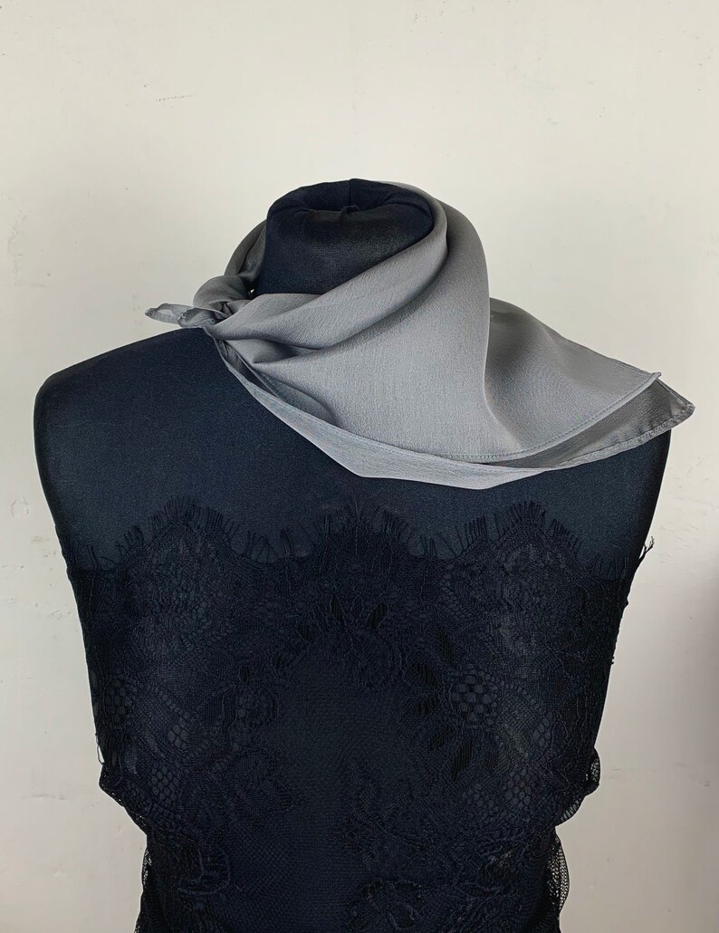 Neck Scarf Chiffon Silver Grey Scarf Neck Tie Women - Etsy