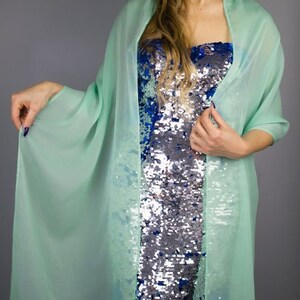 Shawl and Bag , Luxury Green Mint Turquoise Light Green Chiffon Wrap ...