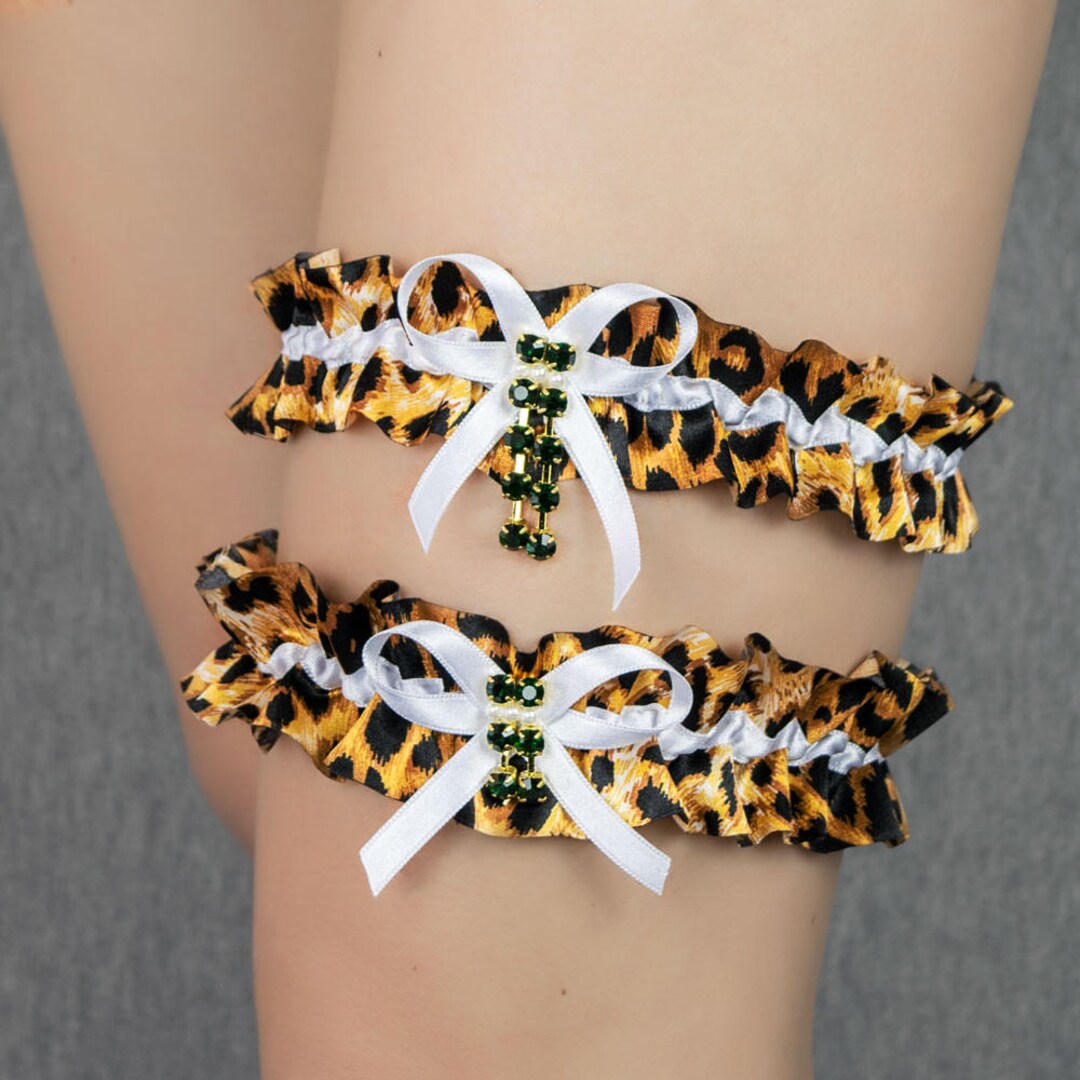 Garter Set Wedding Gift Animal Print Tiger Leopard Gold White - Etsy
