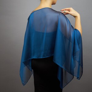 Yale Blue Chiffon Capelet Shrug, Blue Shawl, Blue Scarf, Blue Capelet ...