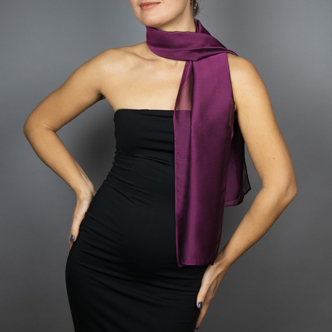 Neck Chiffon Scarf in Various Colors, Grape Purple Scarf Neck Tie ...
