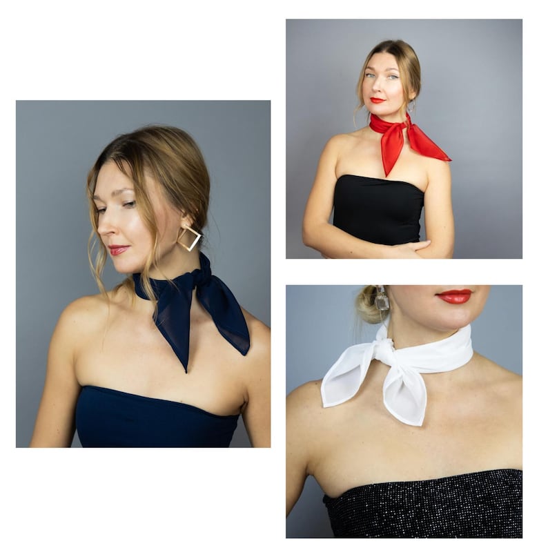 Neck Scarf Red Chiffon Scarf Red Neck Tie Red Women Scarf Red Square ...