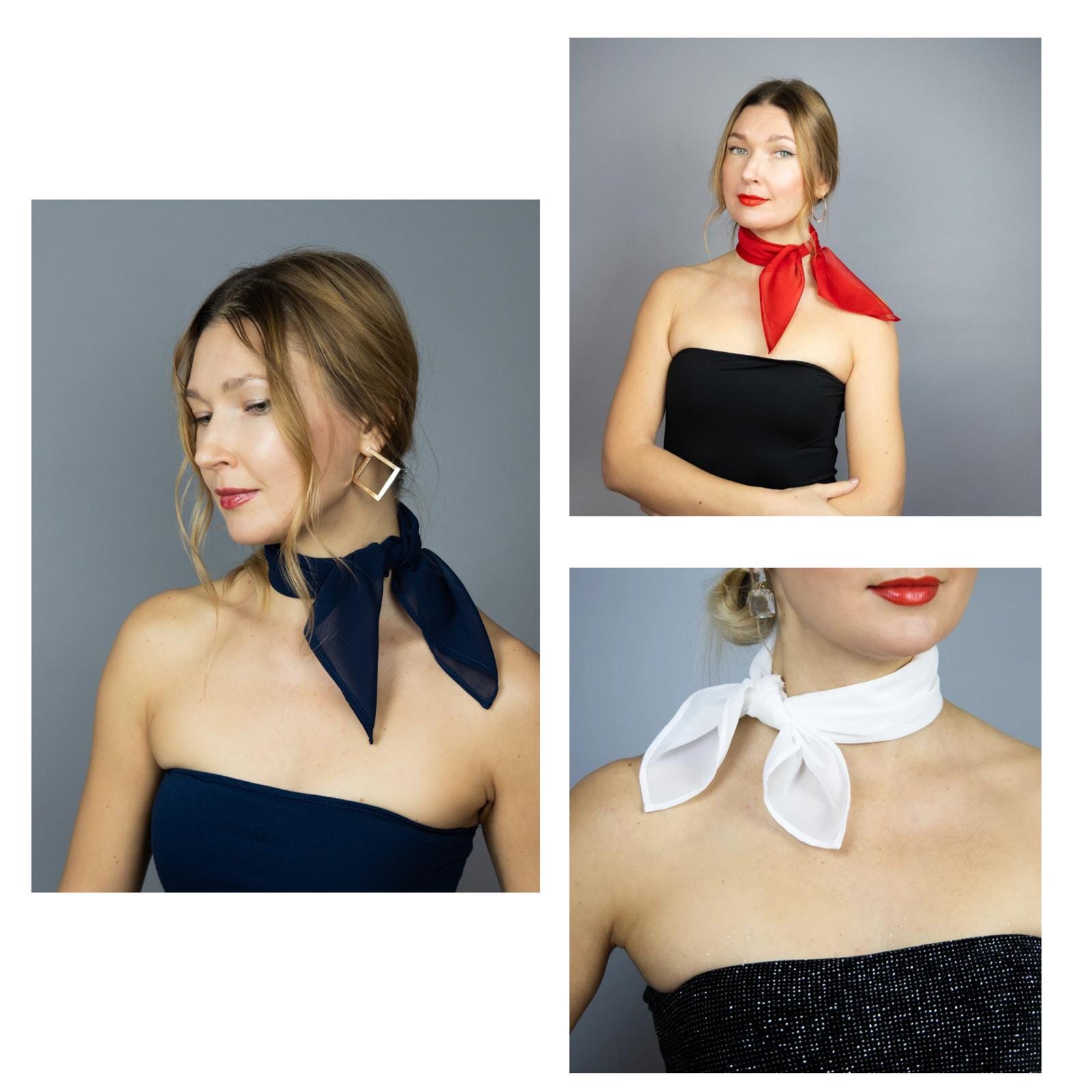 Neck Scarf Red Chiffon Scarf Red Neck Tie Red Women Scarf Red Square ...