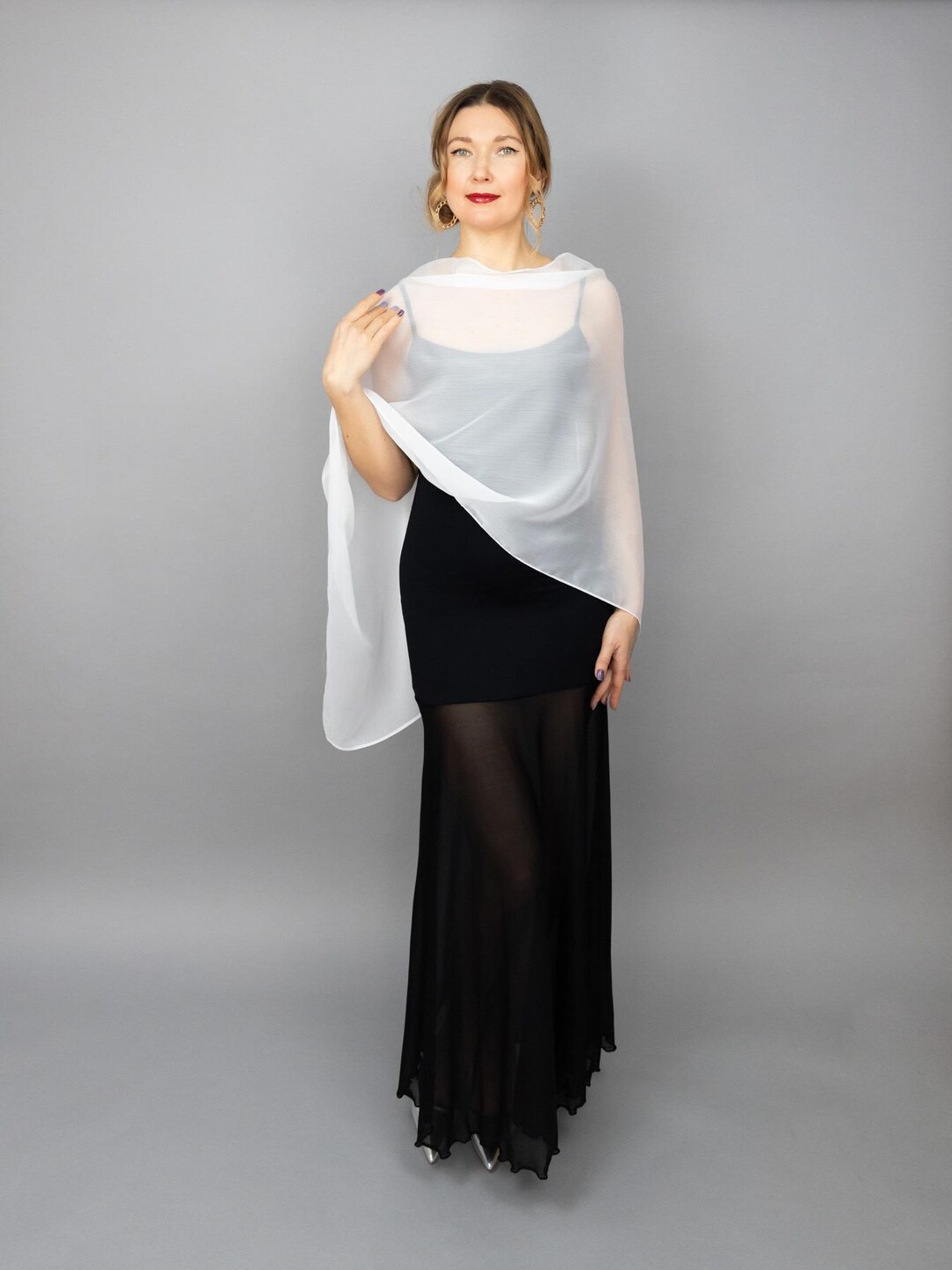 White Capelet White Shrug White Greek Style Wrap Sheer Greek Cape Sheer ...