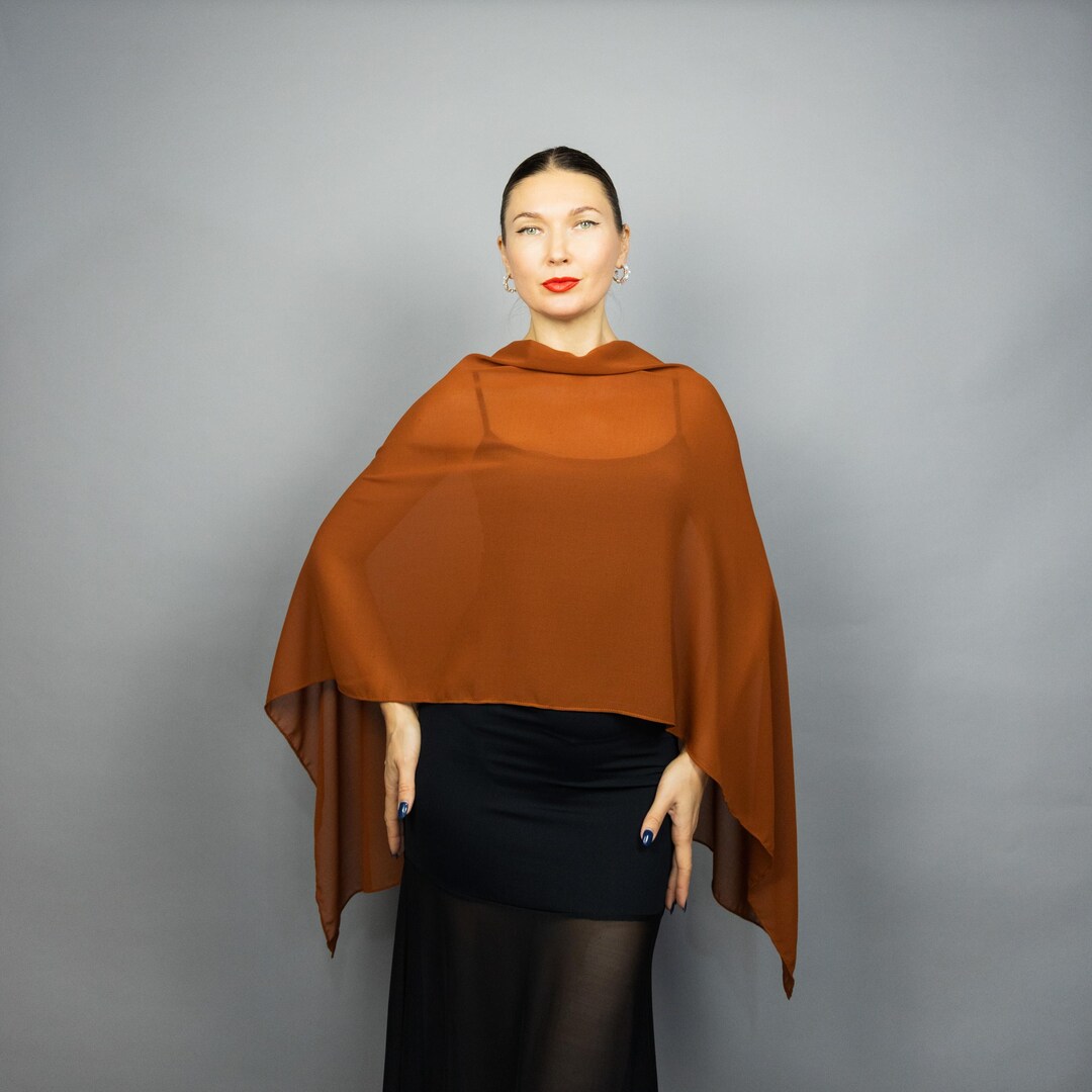 Rust Brown Capelet Dark Orange Shrug Greek Style Wrap Sheer Greek Cape ...
