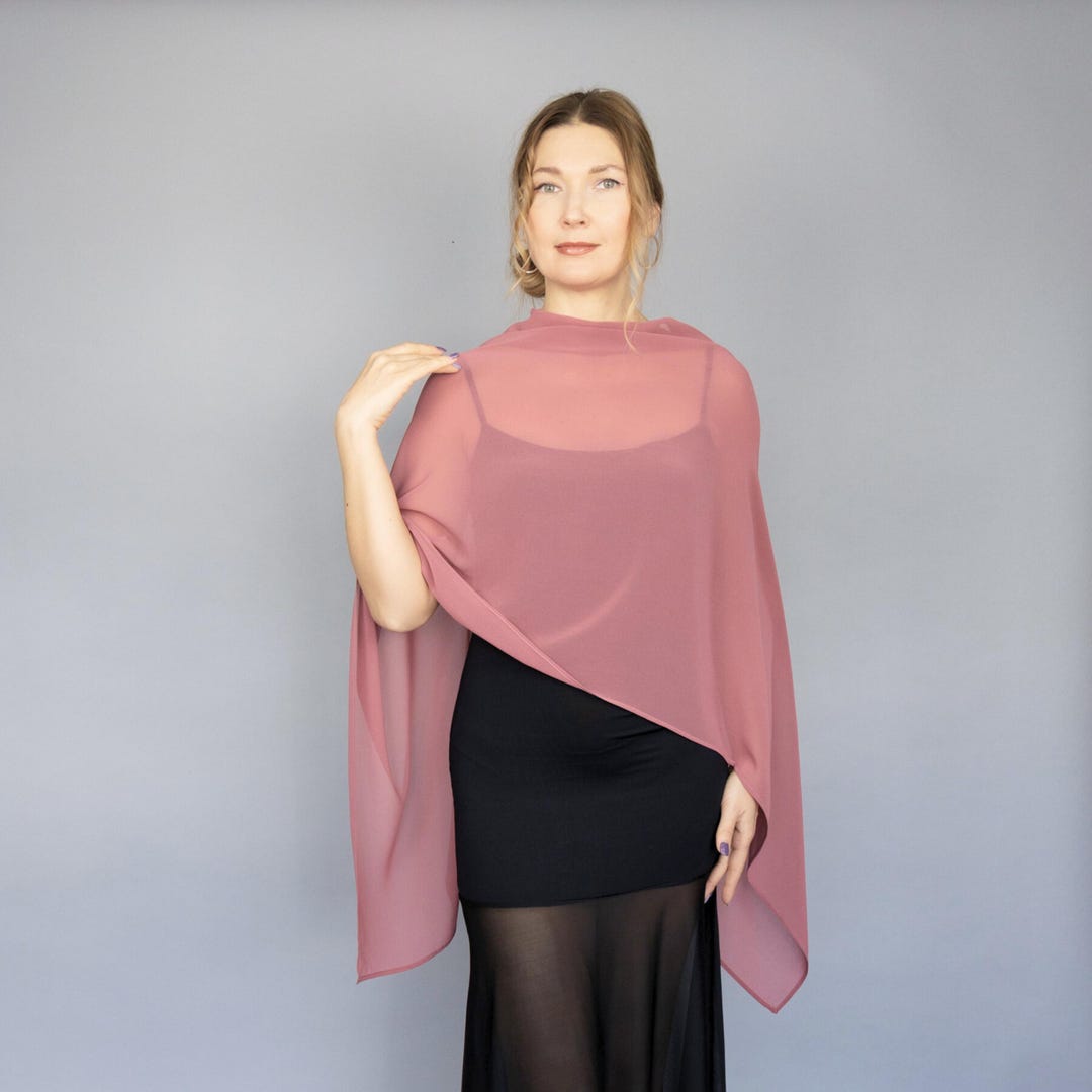 Dusty Rose Capelet Chiffon Shrug Dusty Rose Greek Style Wrap Sheer ...