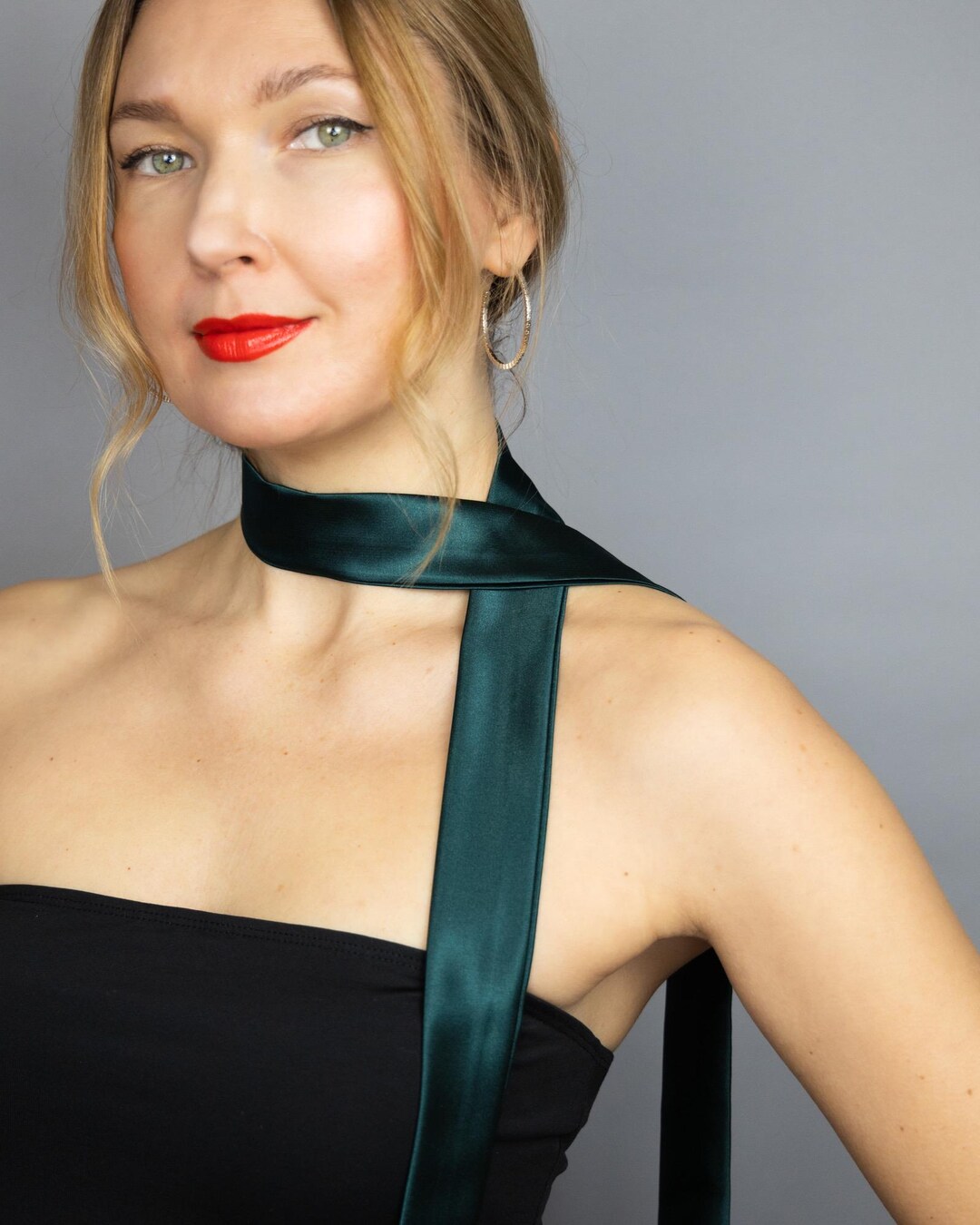 Green Scarf Green Satin Choker Scarf Green Scarf Neck Tie Women ...