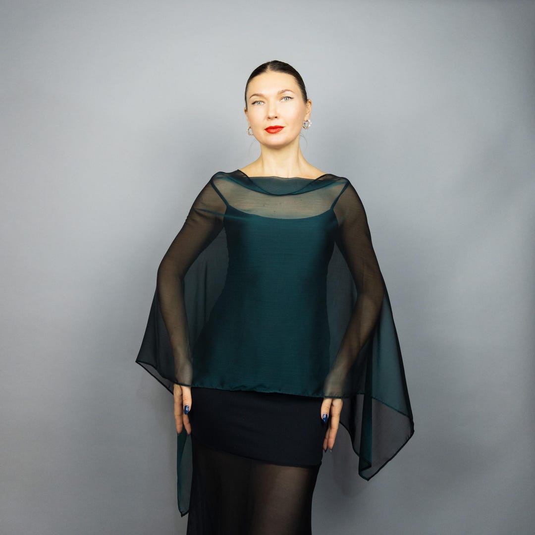 Forest Green Capelet Green Shrug Greek Style Wrap Sheer Greek Cape ...
