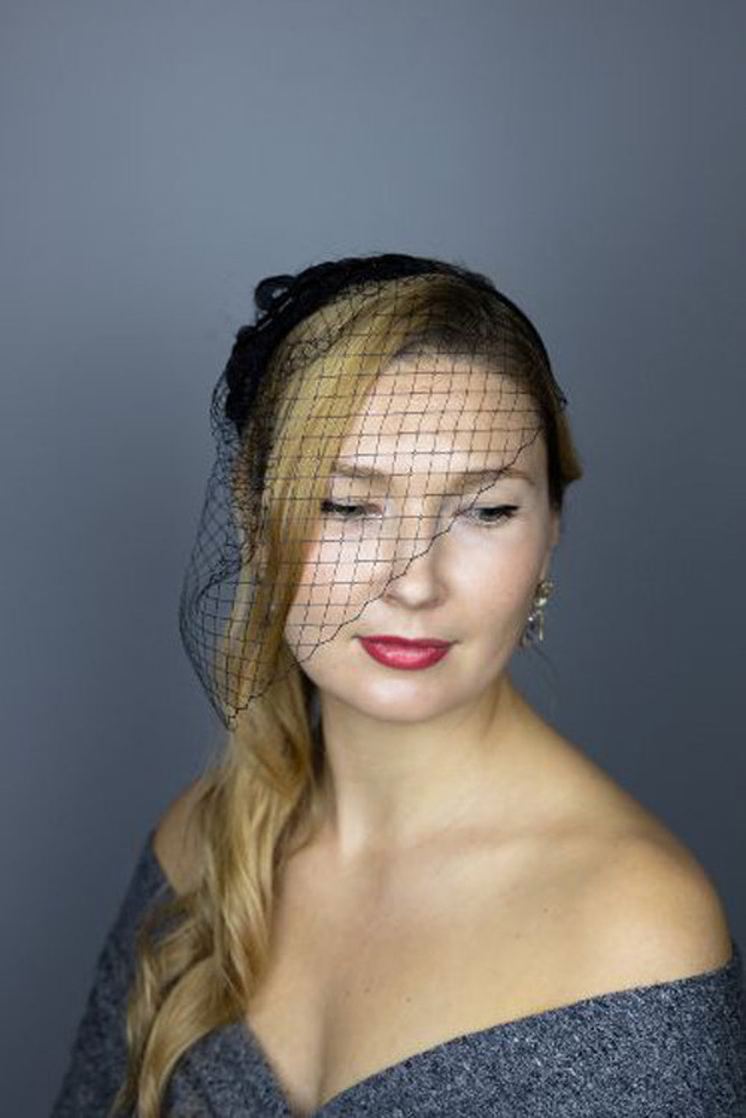 Birdcage Veil / Russian Veil /classical Bridal Veil Black Veil Headband ...