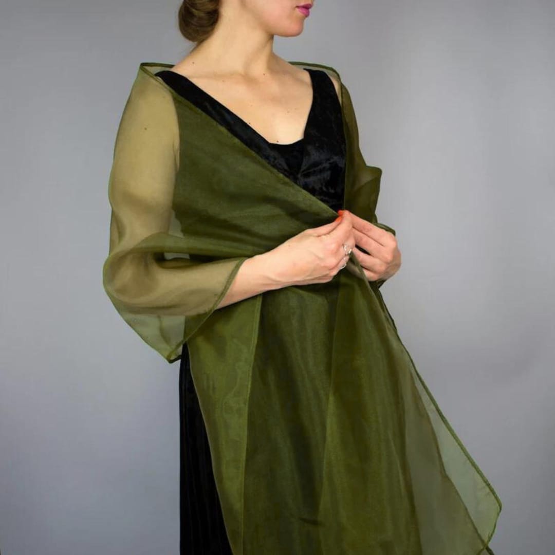Olive Green Organza Wrap Olive Sheer Shawl Olive Shawl Olive Scarf ...