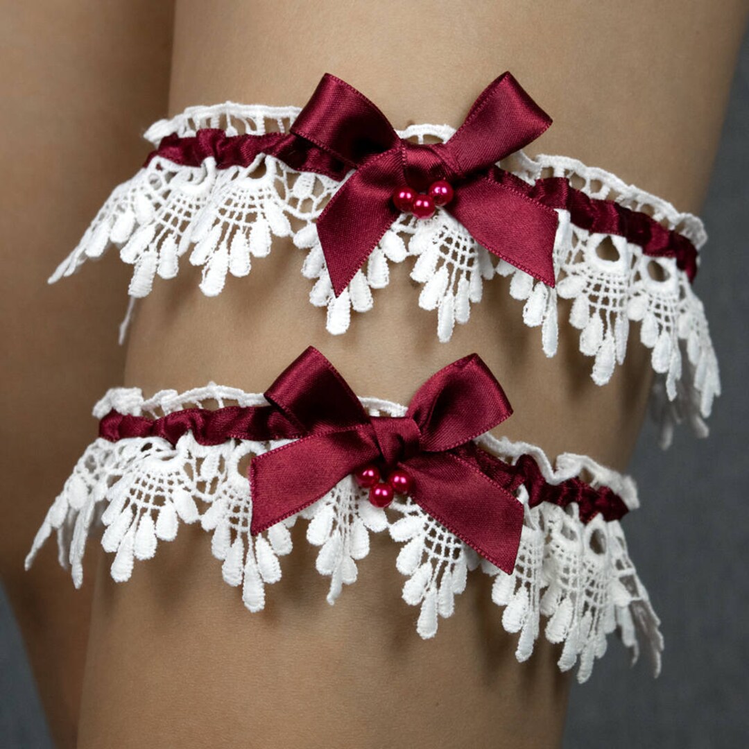 Garter Set / Cardinal Burgundy Red Garter for Your Wedding, or Just ...