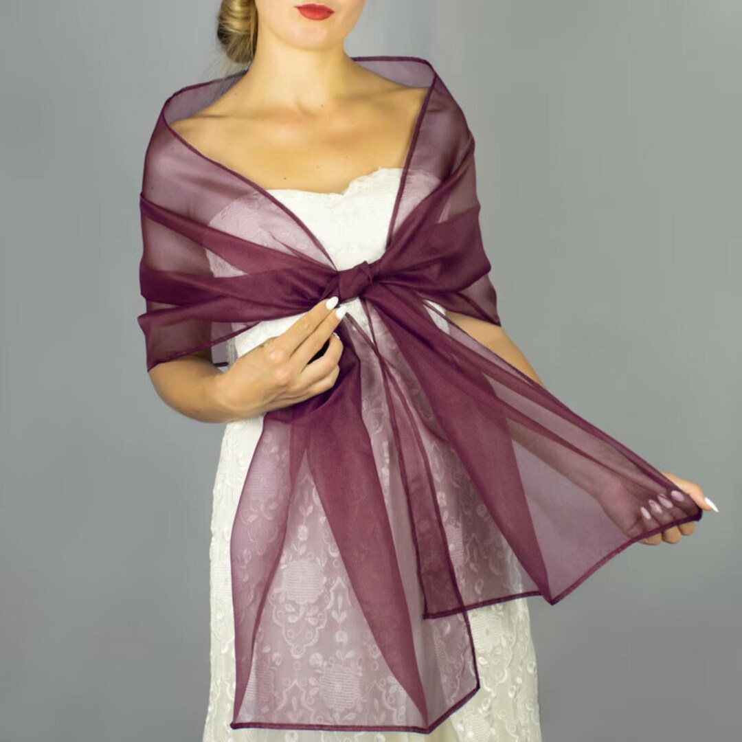 Wine Organza Wrap Wine Sheer Shawl Wine Shawl Wine Scarf Burgundy Sheer ...