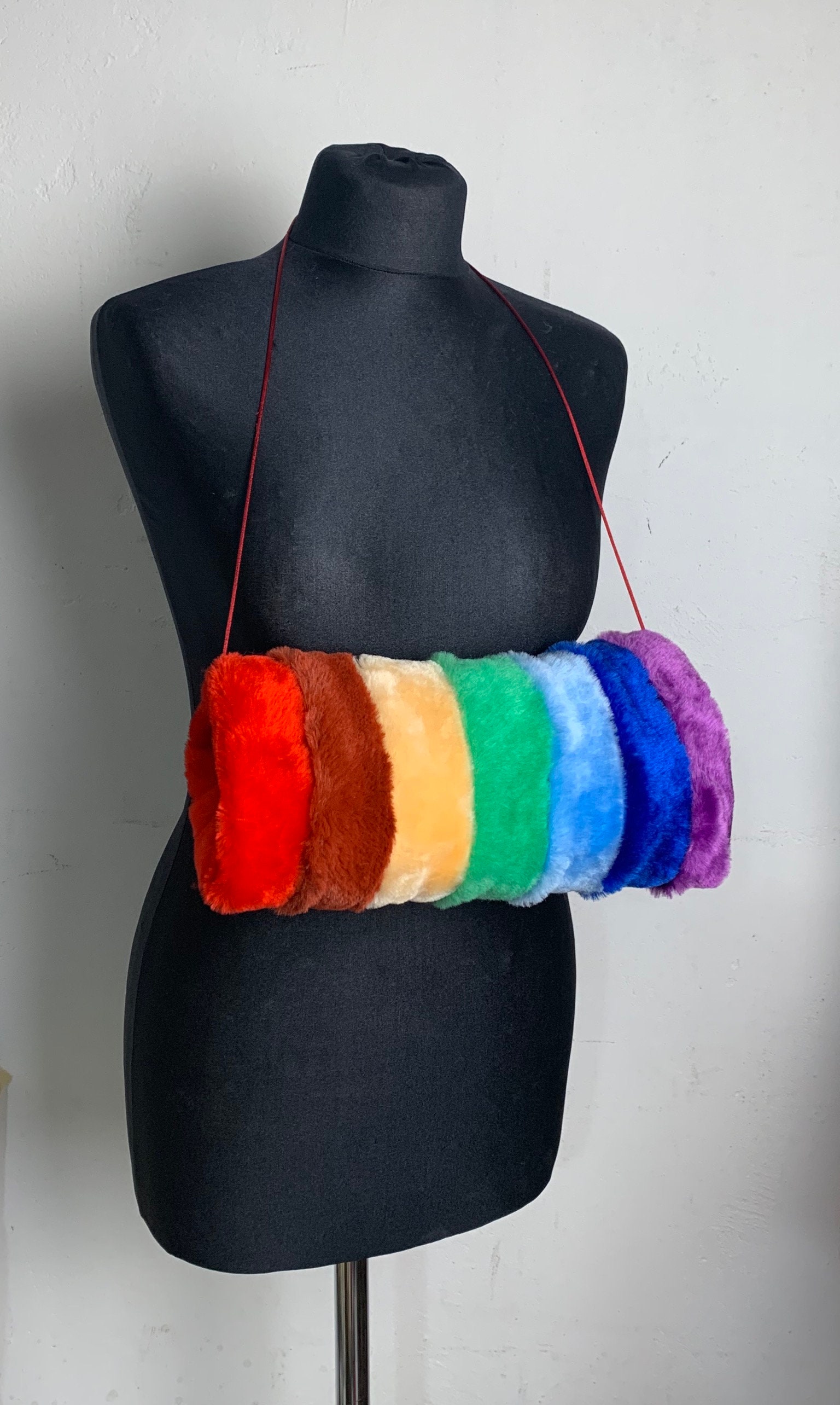 Rainbow Muff Faux Fur Muff Winter Wedding Fur Warm Rainbow - Etsy