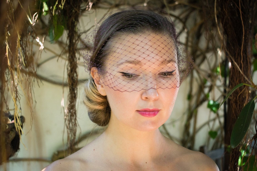 Burgundy Birdcage Veil / Russian Veil / Elegant, Simple and Classical ...