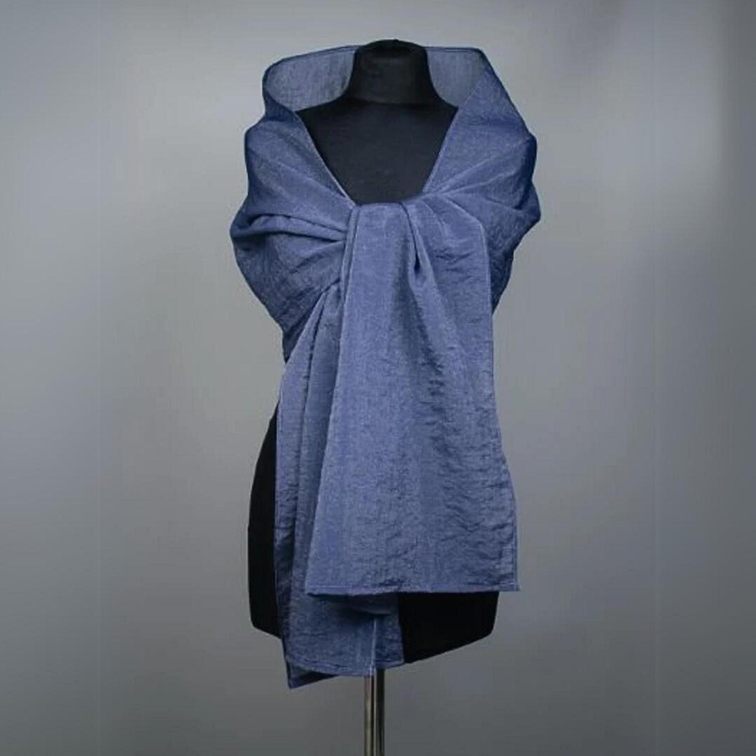 Blue Wrap, Blue Shawl, Jeans Color Shawl, Winter Wedding, Evening Scarf ...