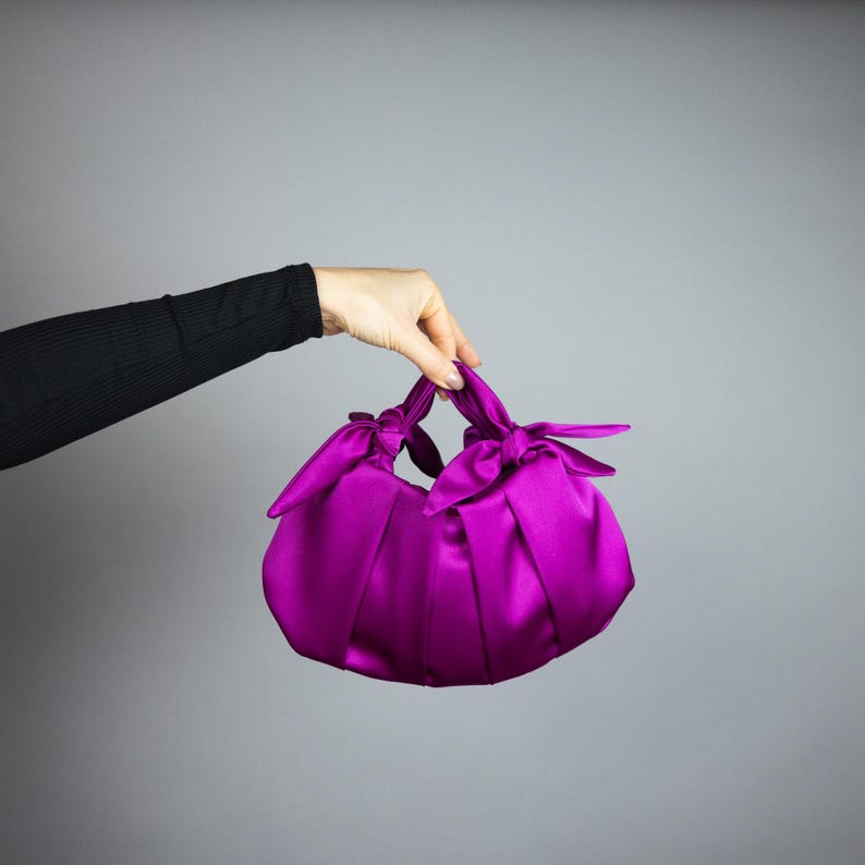 Fuchsia Bag Japanese Knot Bag Fuchsia Satin, Party Bag, Prom Bag ...