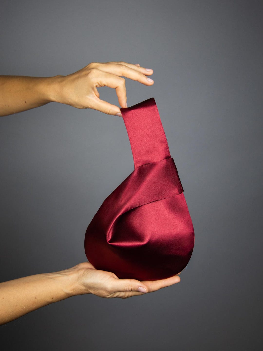 Japanese Knot Burgundy Satin Bag Purse Wedding, Party, Special Occasion ...
