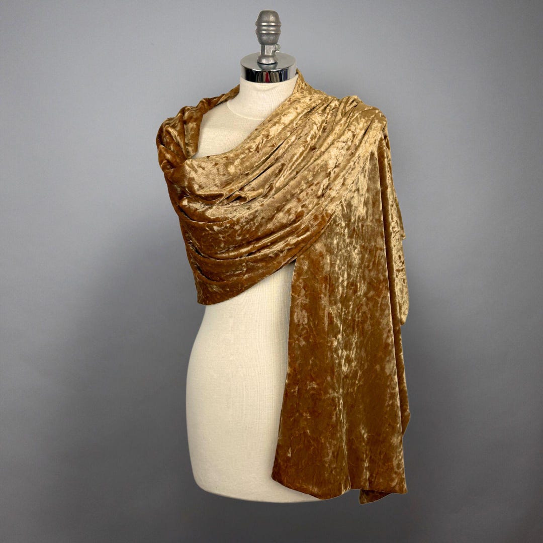 Velvet Wrap Velvet Shawl Gold Velvet Scarf Winter Wedding Shrug Evening ...