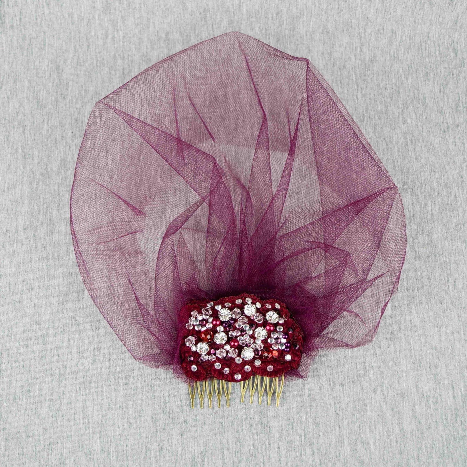 Burgundy Birdcage Veil / Russian Veil / Elegant Simple and | Etsy