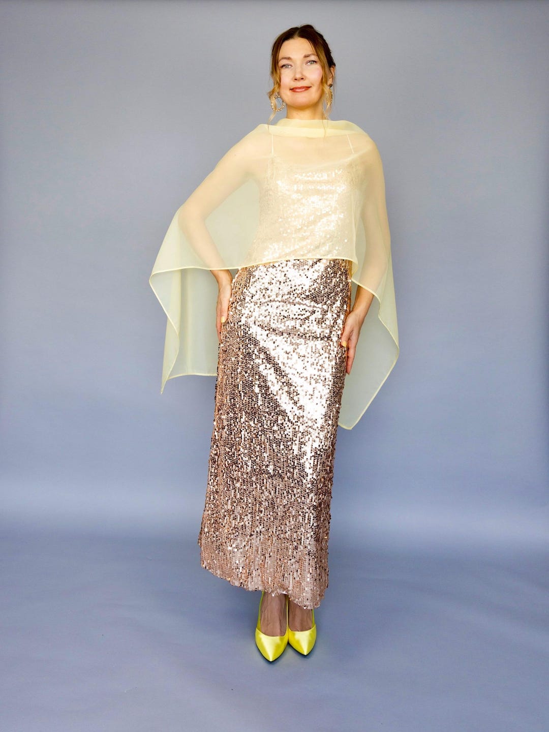 Light Yellow Capelet Light Yellow Sheer Wrap Yellow Greek Style Wrap ...