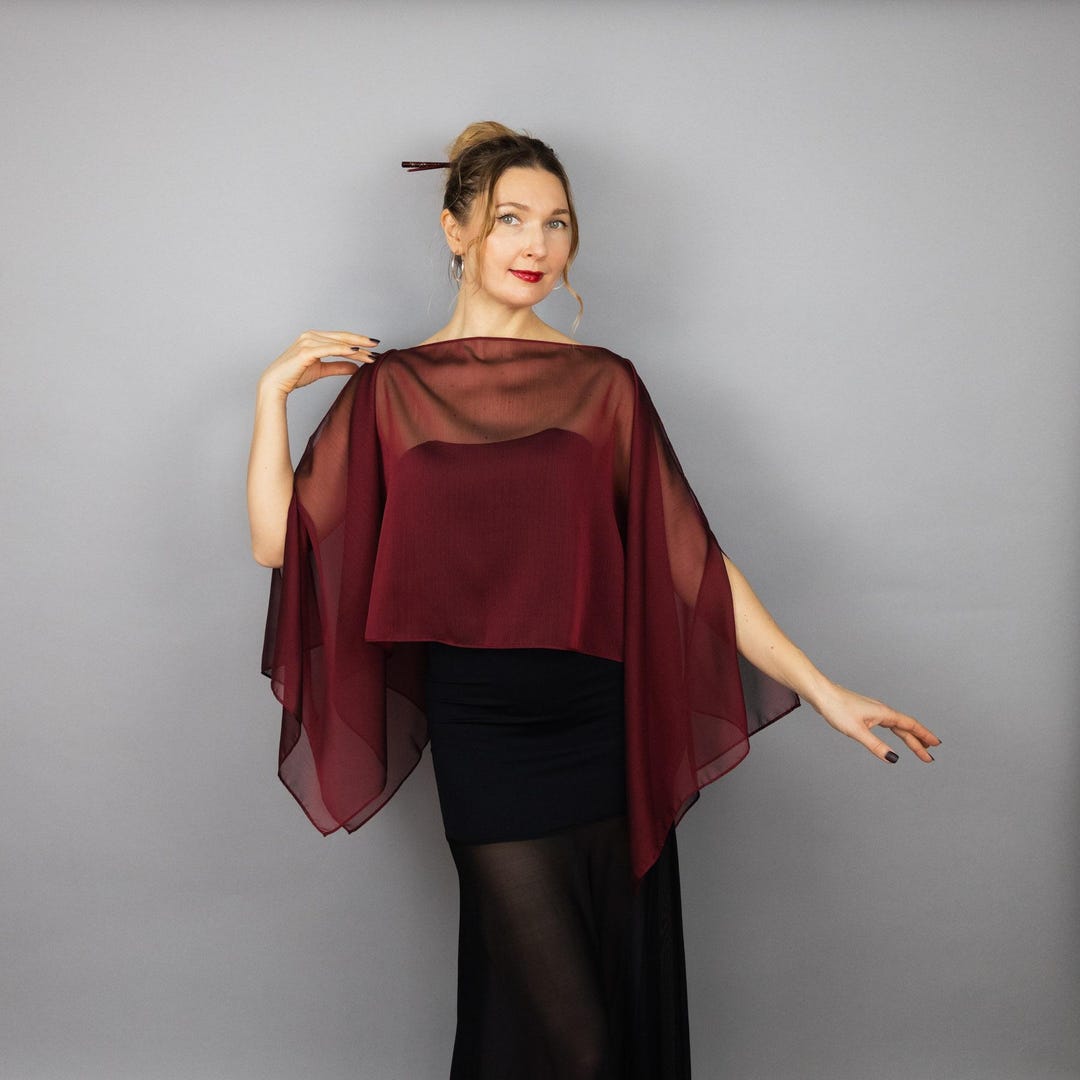 Burgundy Wrap Burgundy Chiffon Shrug Wine Scarf Wedding Wrap Burgundy ...