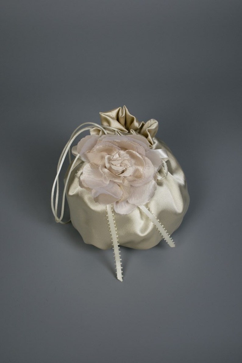Satin Bag Purse Champagne Beige Ecru for Your Wedding or Communion ...