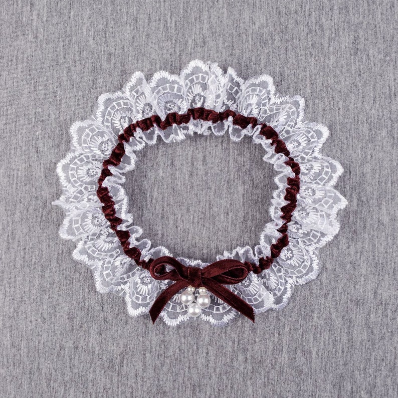 Velvet Garter for Your Wedding Lace Organza Burgundy Red Color - Etsy